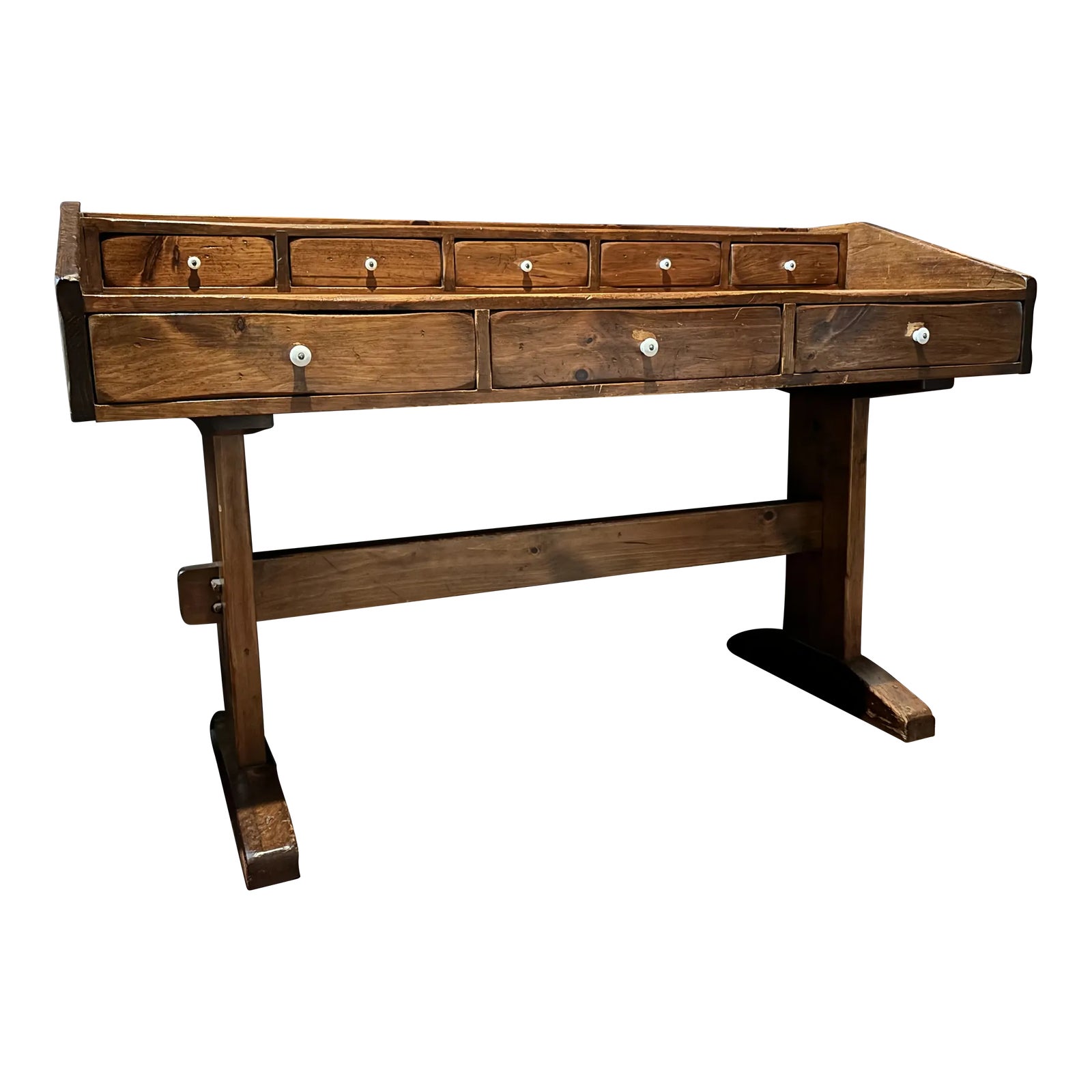 Mid 20th Century Vintage Writing Desk, Lotsa Drawers! | Chairish