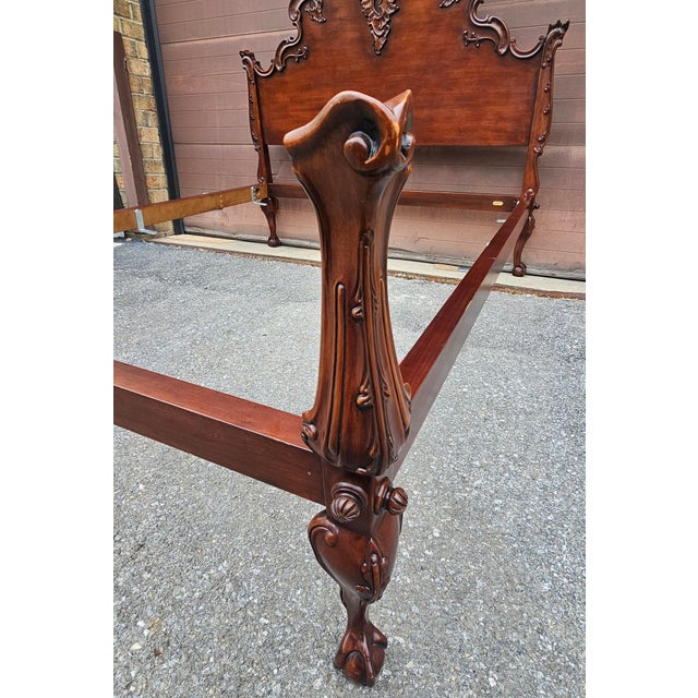 Ralph Lauren Renaissance Revival Style Carved Mahogany Queen Bed | Chairish