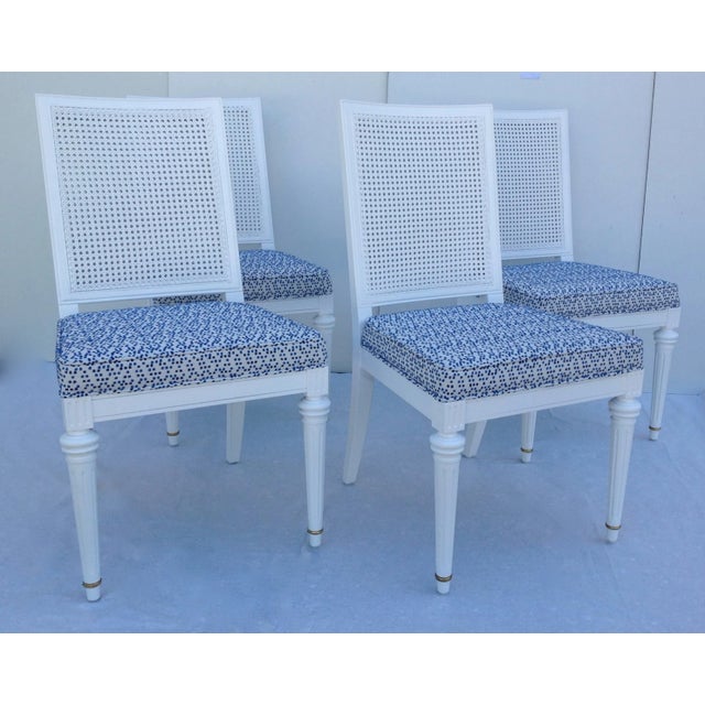 Vintage White Neoclassical Double-Caned, Straight-Back Dining Chairs ...