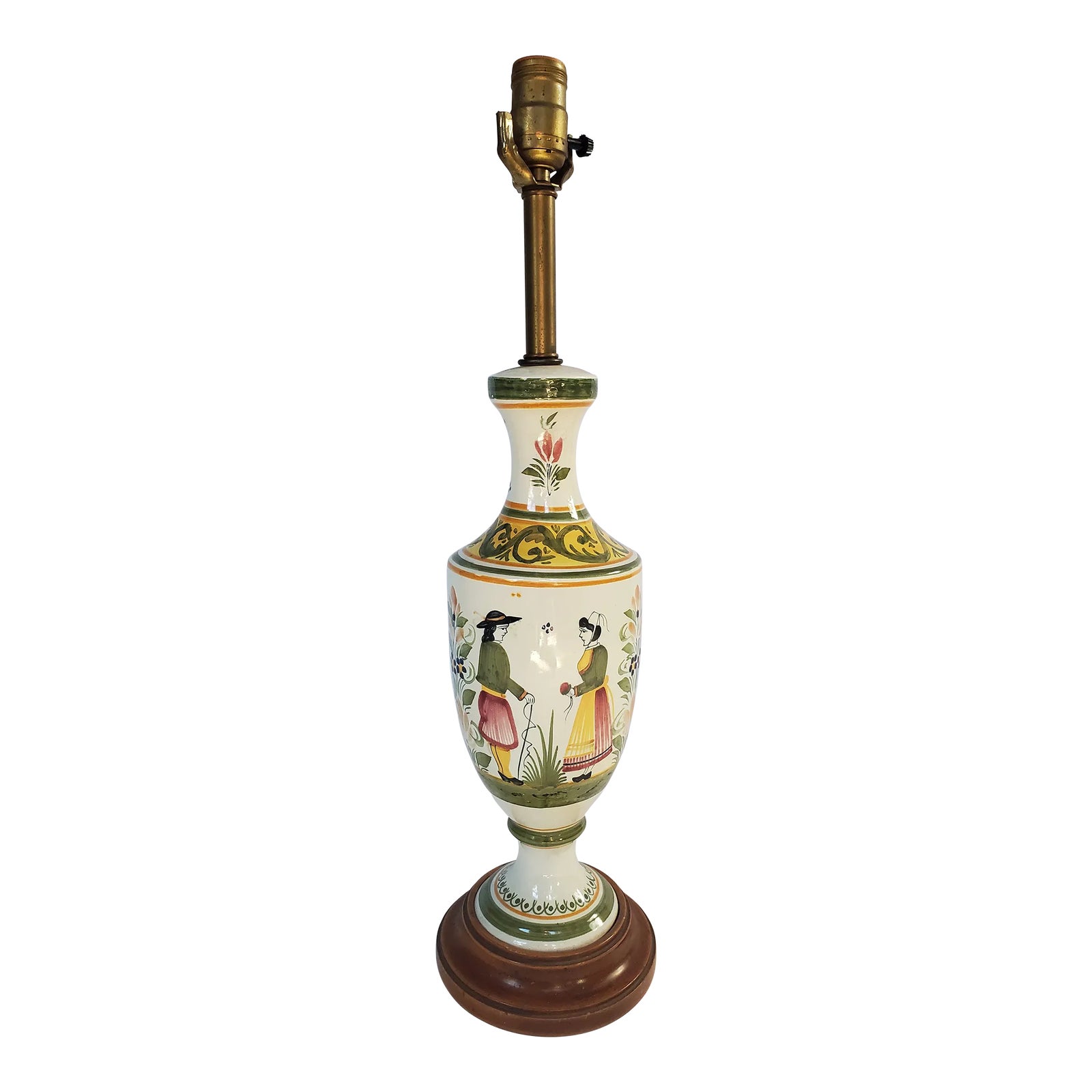 1970s French Quimper Vase Table Lamp | Chairish