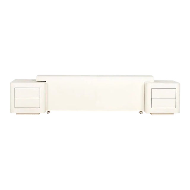 1970s Postmodern Plaster Headboard with Nightstands | Chairish