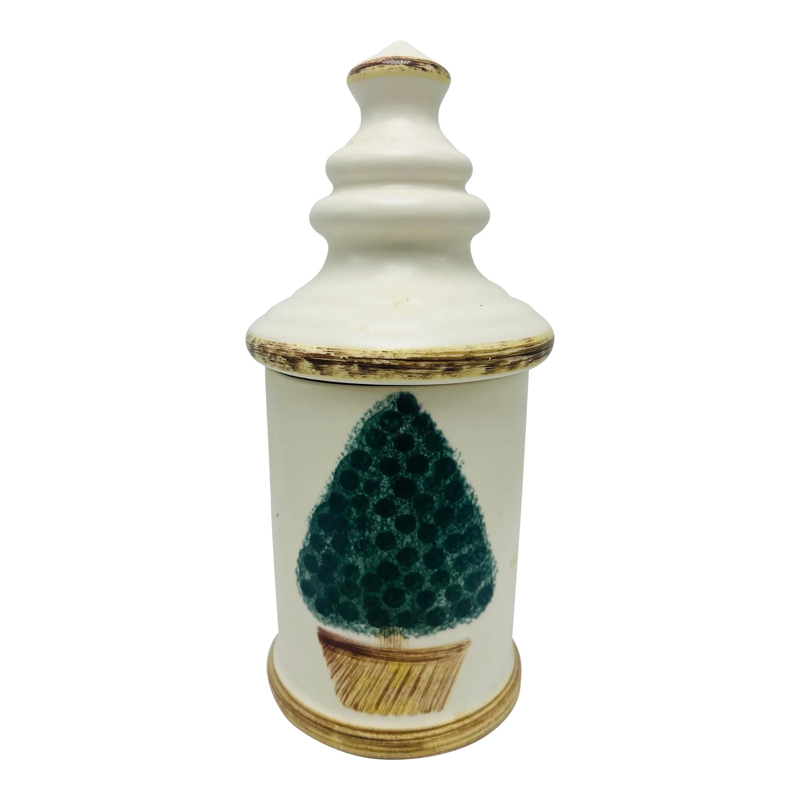 Ceramic Topiary Design Canister | Chairish