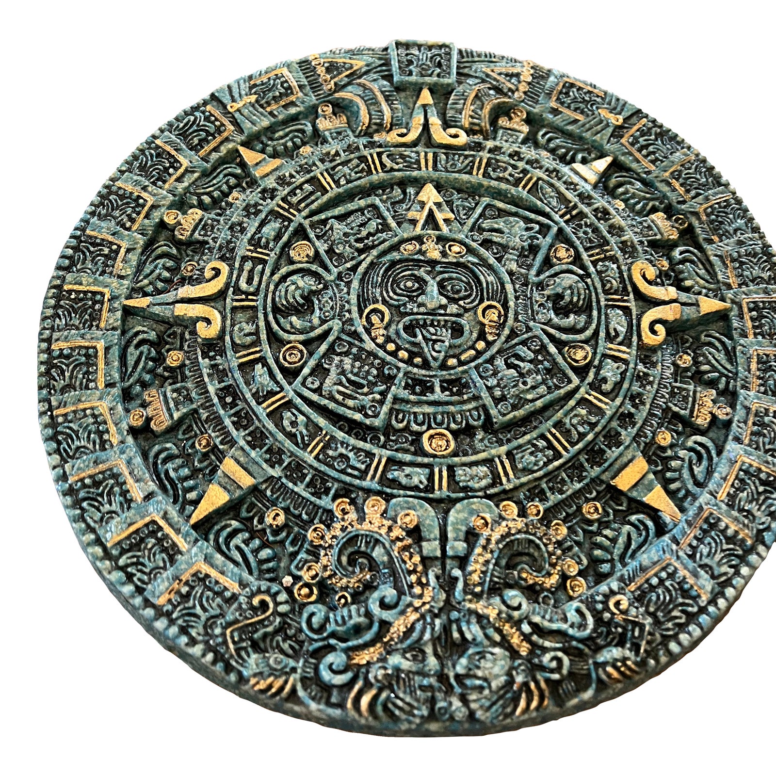Vintage Malachite Mayan Crushed Stone Calendar | Chairish