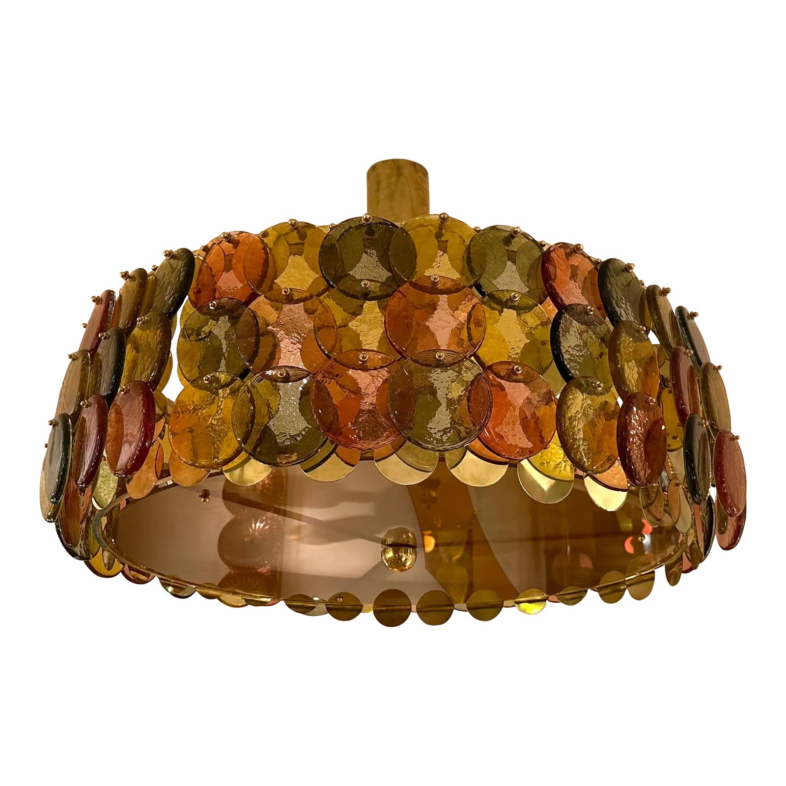 Contemporary Circle Candy Chandelier Brass and Murano Glass , Italy ...