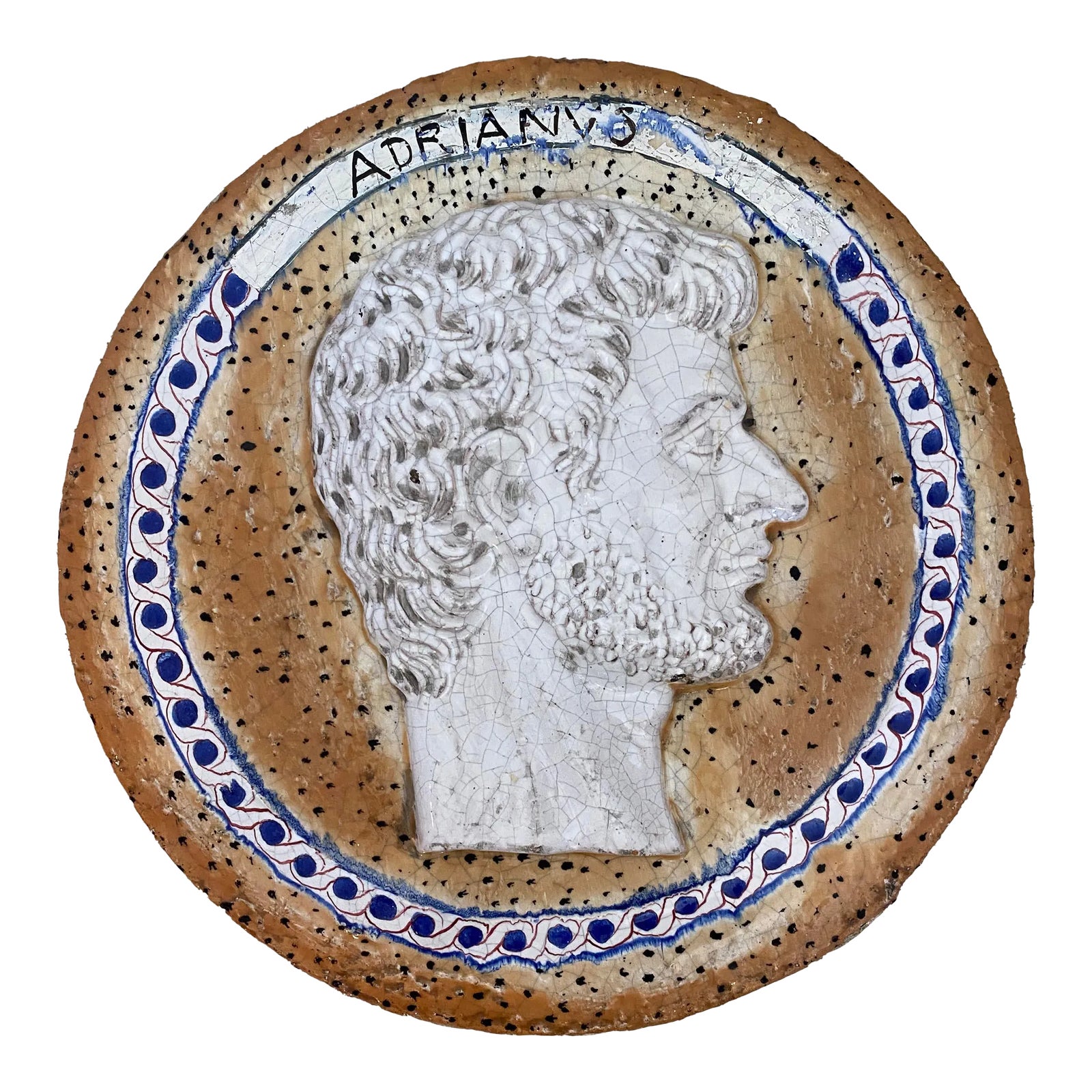 Mid 20th Century Glazed Terracotta Roman Wall Sculpture Plaque | Chairish