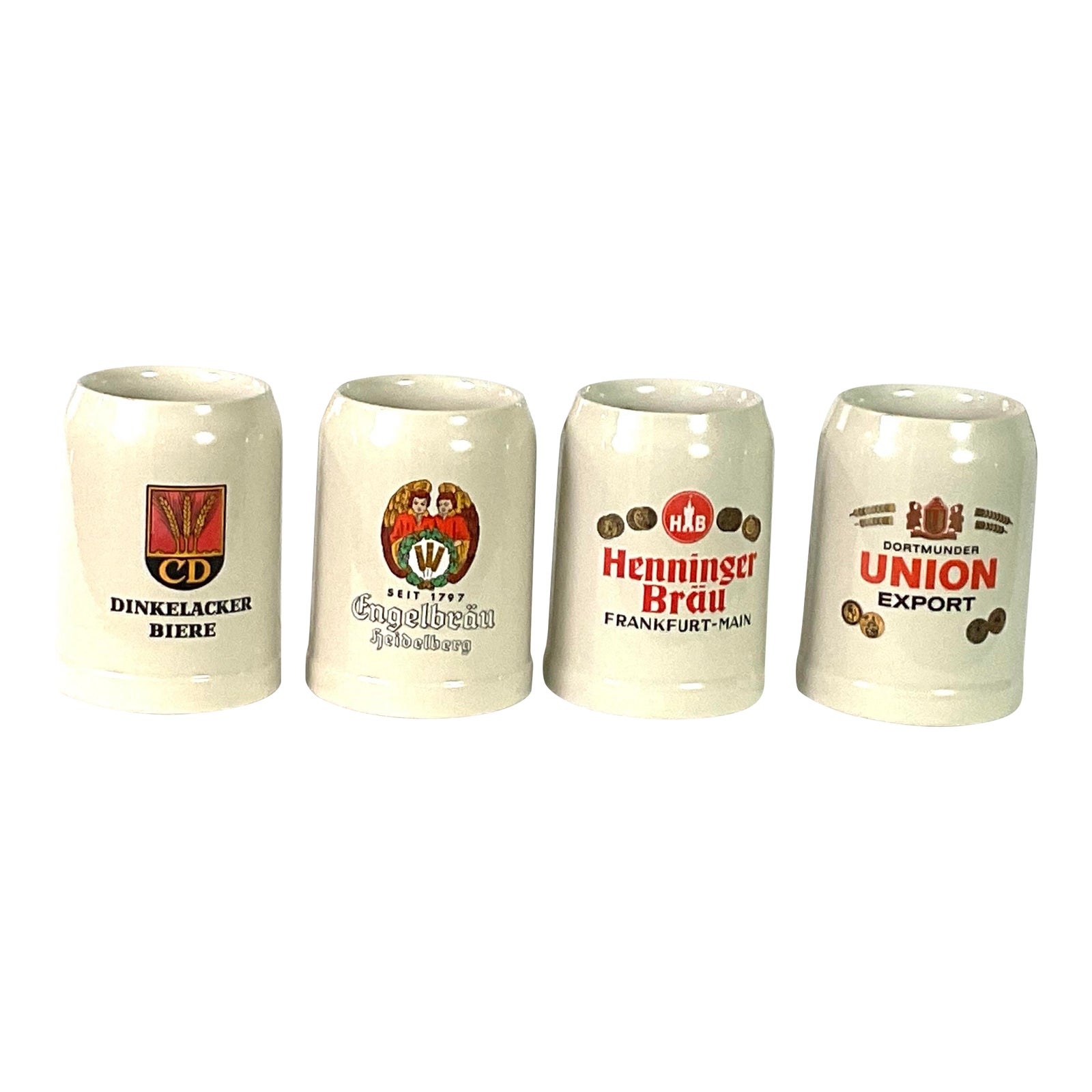 1980s 4 German Stoneware Beer Mugs-.Dinkelacker.Engelbrau,Henninger ...