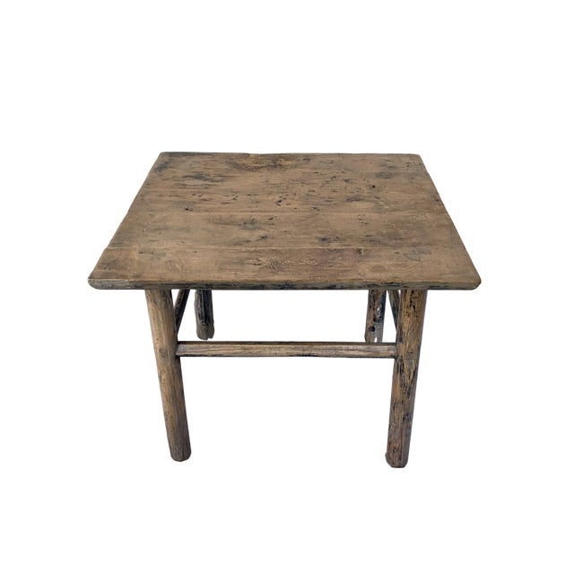 Rustic Antique Wood Side Table | Chairish