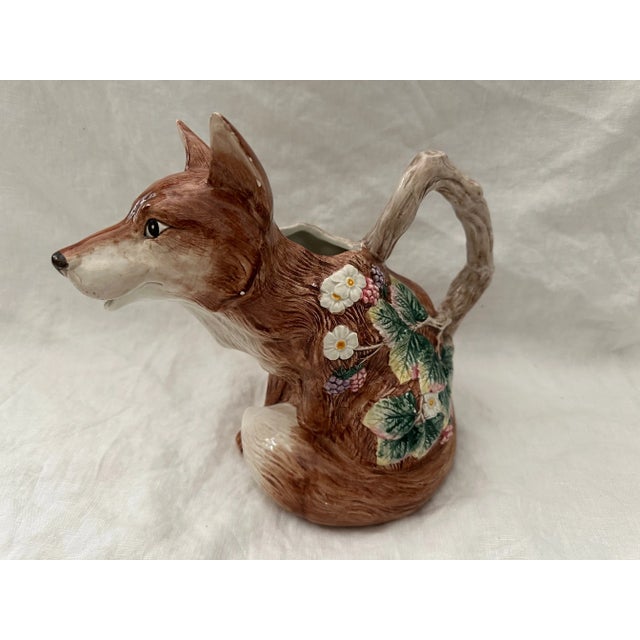 1990 Fitz and Floyd Fox Pitcher | Chairish