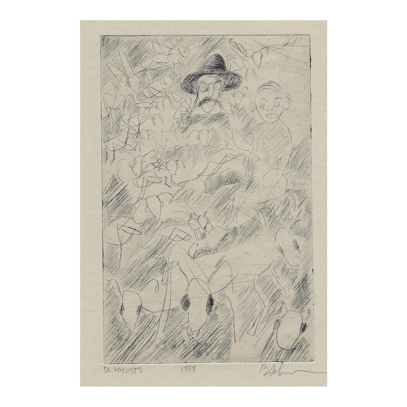 1988 Locusts Modern Etching | Chairish