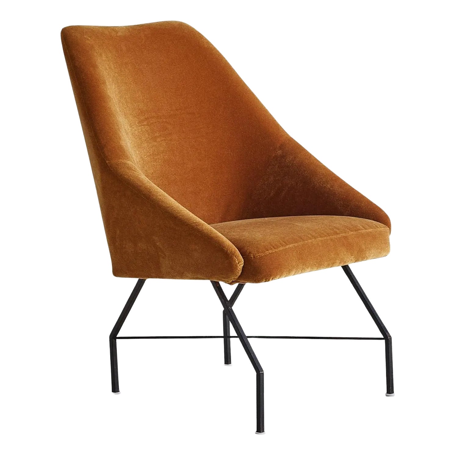 Italian Velvet Lounge Chair Attributed to Augusto Bozzi for Saporiti ...