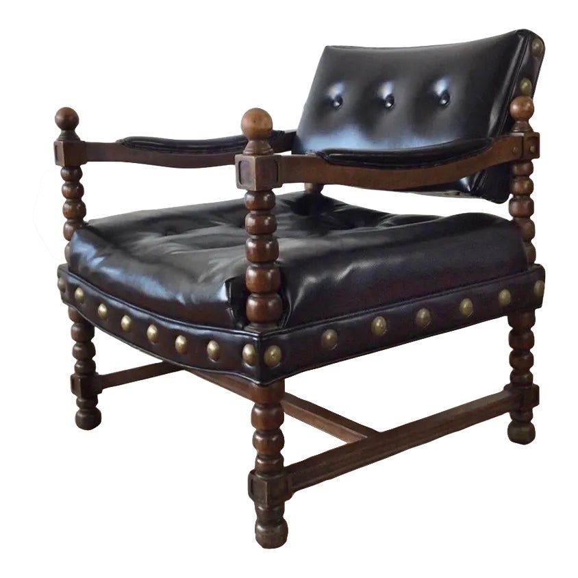 Mid Century Extra Large Stud Lounge Chair | Chairish