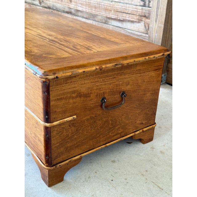 Antique French Country Coastal Wood Greek Key Bamboo Trim Trunk Blanket ...