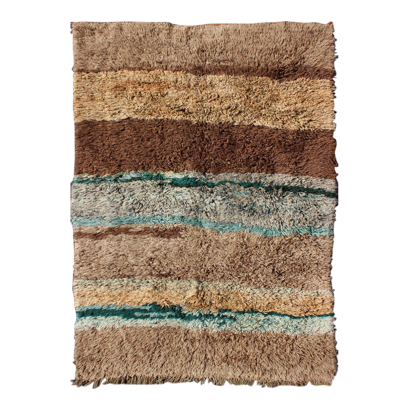 Vintage Turkish Brown and Blue Tulu Rug | Chairish