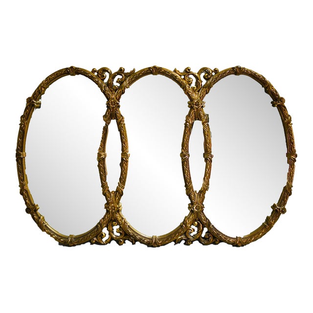 Mid-Century Triple Oval Interlocking Acanthus Decorated Gold Wall ...