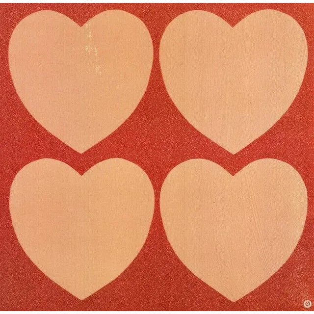 1996 Andy Warhol 'Pink Hearts X 4' Offset Lithograph | Chairish
