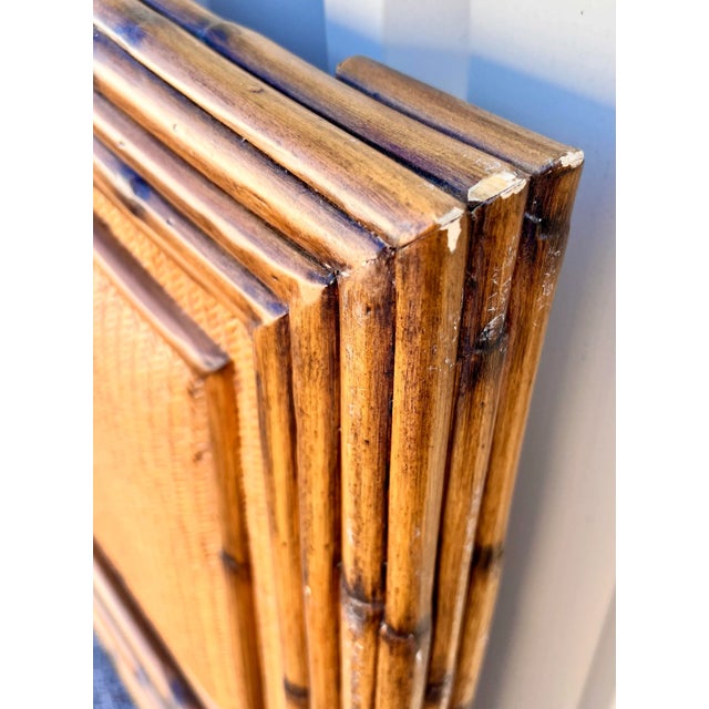 Burnt Bamboo and Wicker Rattan Twin Headboards- a Pair | Chairish