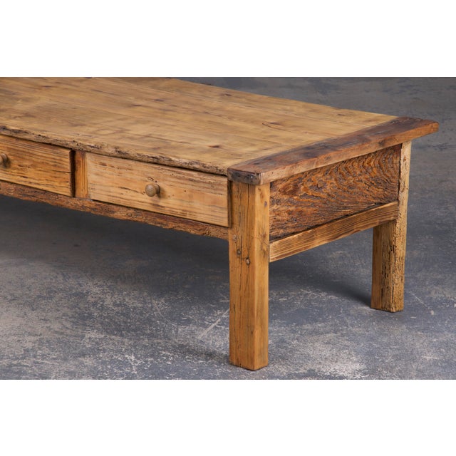 Country French Farmhouse Style European Pine Coffee Table | Chairish