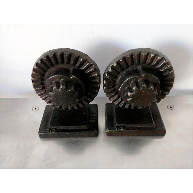 1940s Industrial Steampunk Cast Iron Gear Bookends - a Pair | Chairish