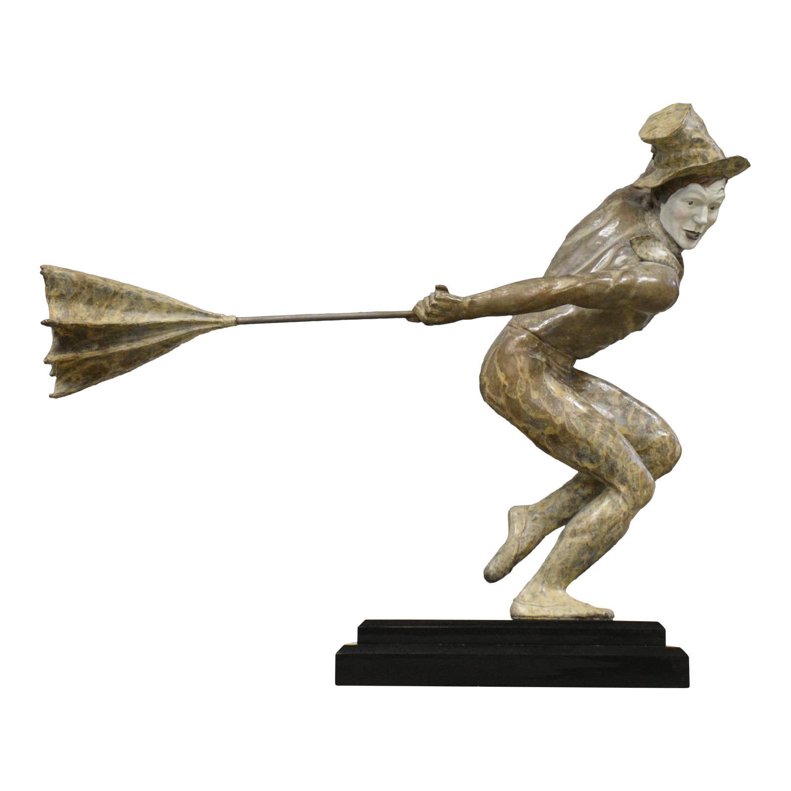 1990s Into the Wind Bronze Statue by Donald Huntsman | Chairish