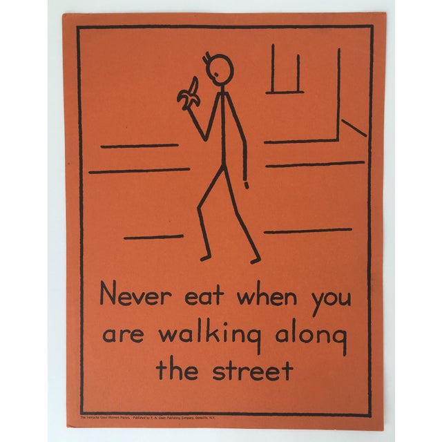 1940s "Good Manners" Double-Sided Stick Figure Poster | Chairish