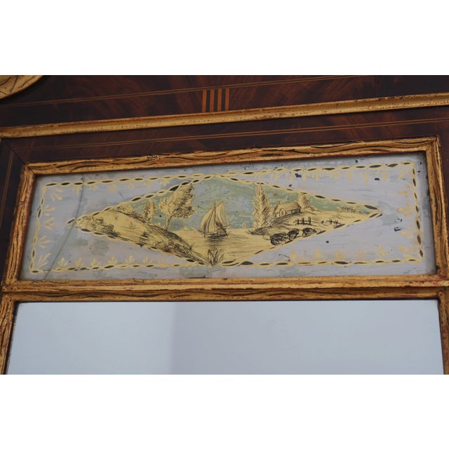 Antique Period Federal Eglomise Mahogany Mirror | Chairish