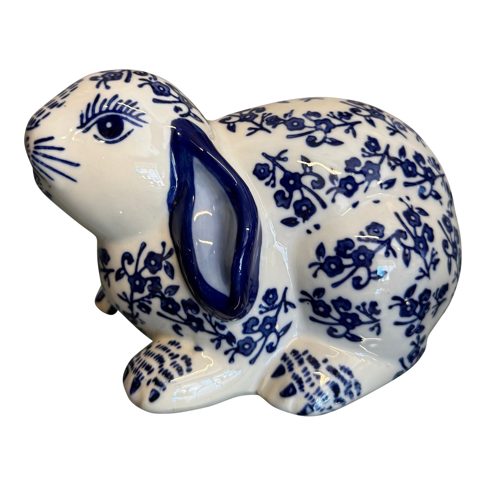 Blue & White Porcelain Bunny | Chairish