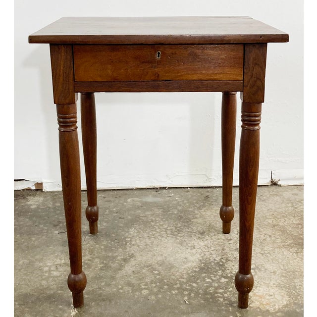 Antique Wood Side Table With Single Drawer | Chairish