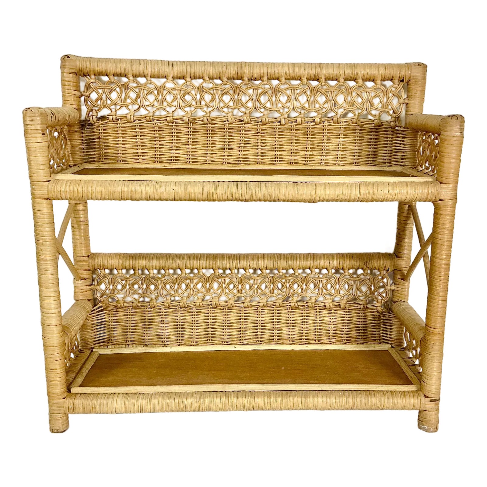 Mid-Century Boho Chic Coastal Arts & Crafts Double Knot Loop Wicker ...