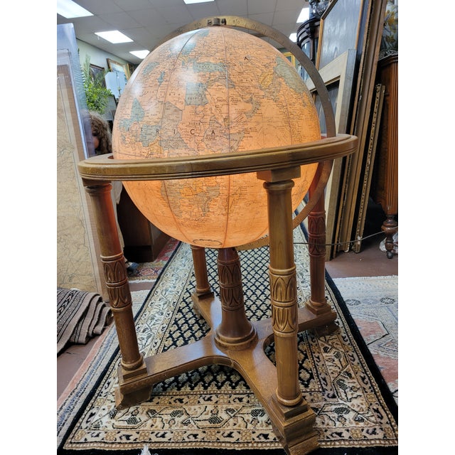 1950s Mid-Century Lighted World Globe on Stand | Chairish