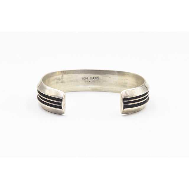 Navajo Native American Sterling Silver Cuff Bracelet by Tom Hawk | Chairish