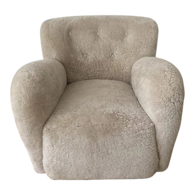 Mid 20th Century Danish Modern Sheepskin Lounge Chair in the Manner of ...