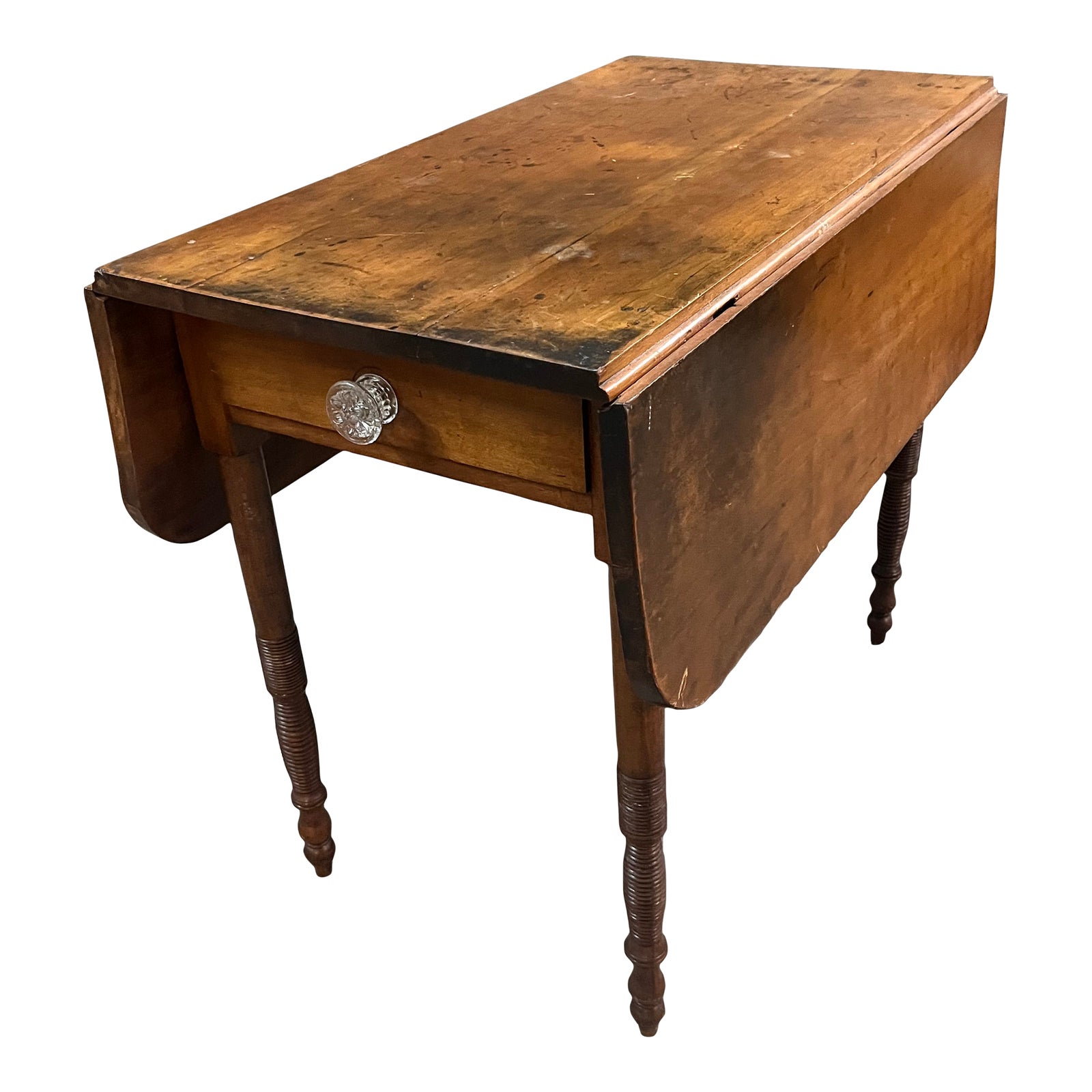 Drop Leaf Table With Glass Knob | Chairish