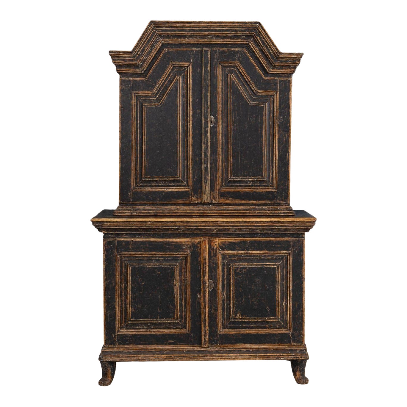 18th Century Swedish Baroque Period Cabinet in Original Paint With Bear ...