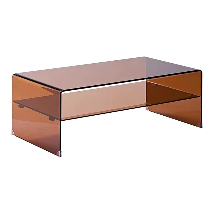 Amber Color Long Waterfall Coffee Table | Chairish