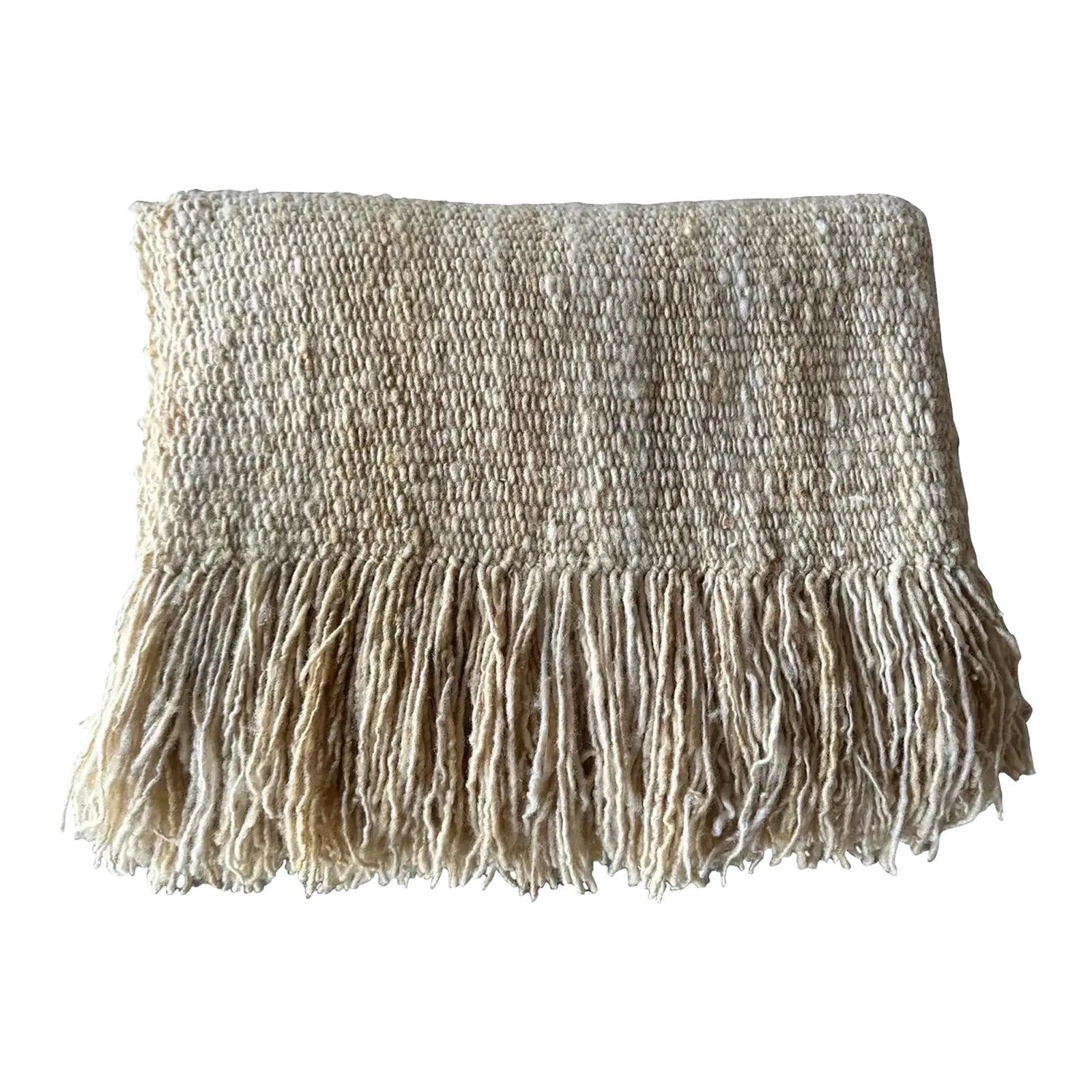 Hand Made Gold Moss Textured Wool Throw | Chairish