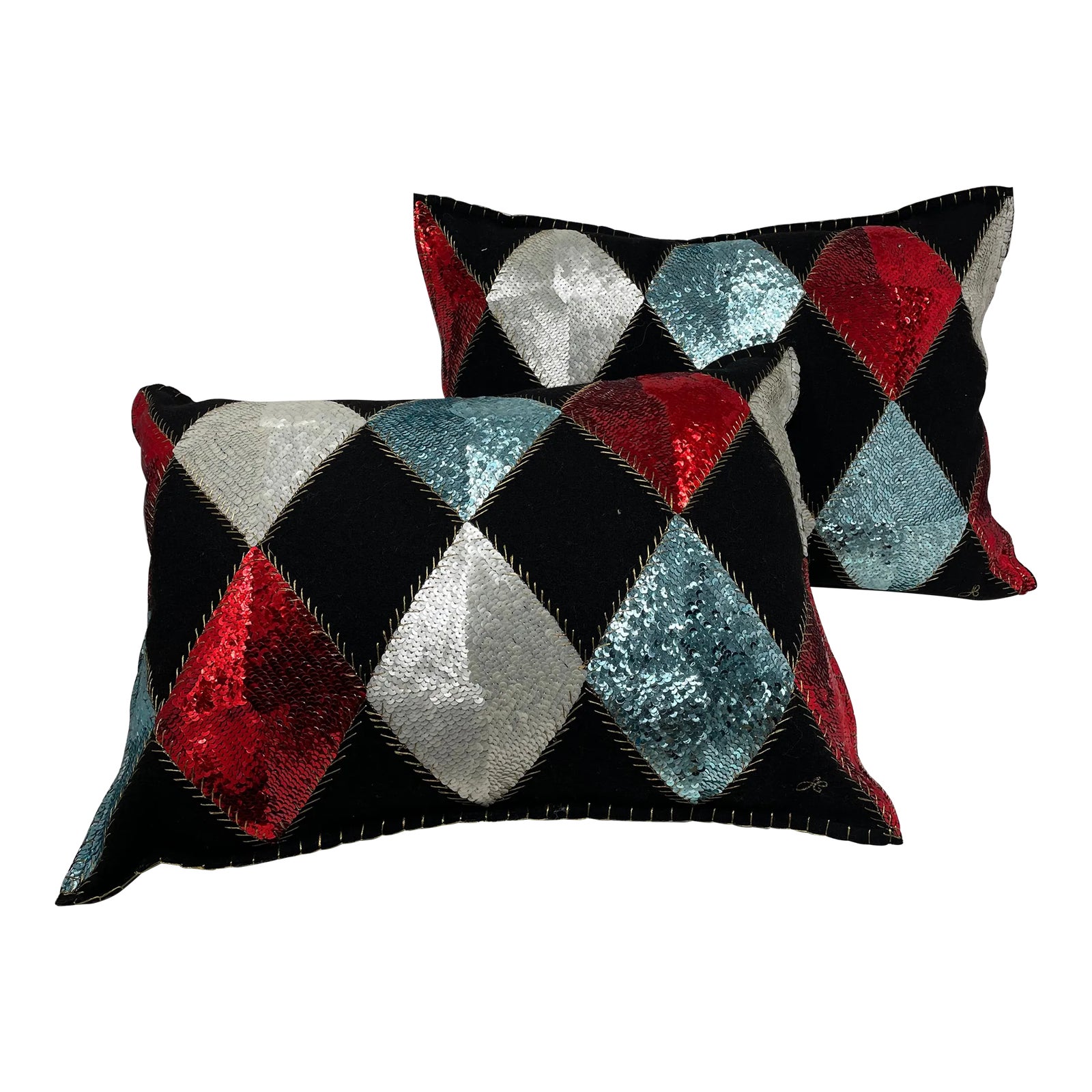 Vintage Sequined Throw Pillows Hand Crafted by by Jan Constantine ...
