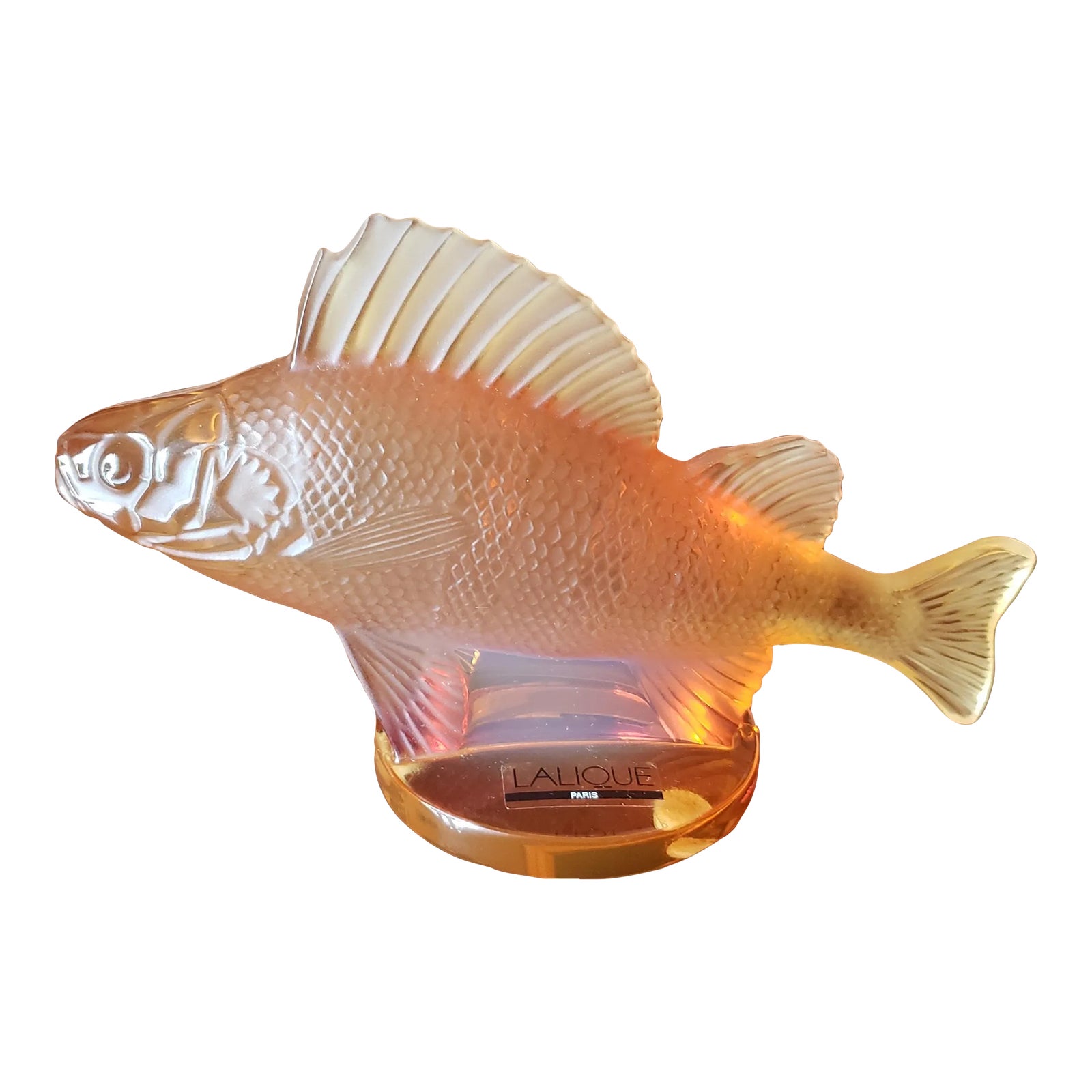 1970s Lalique “Perche” Amber Fish Figurine | Chairish