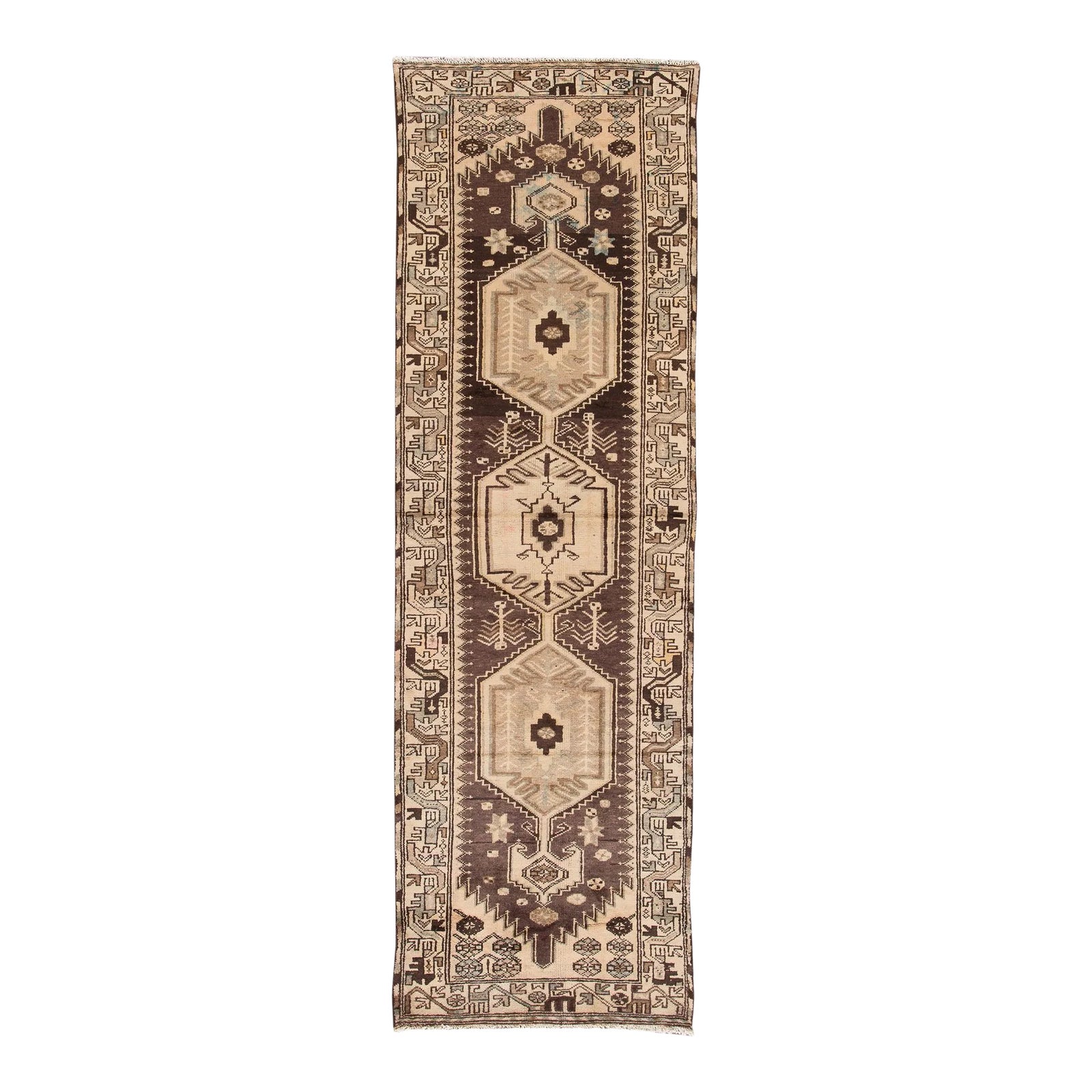 Vintage Hamadan Handmade Wool Runner | Chairish
