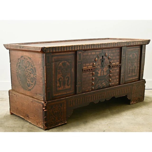 Dutch 19th Century Painted Pine Trunk | Chairish