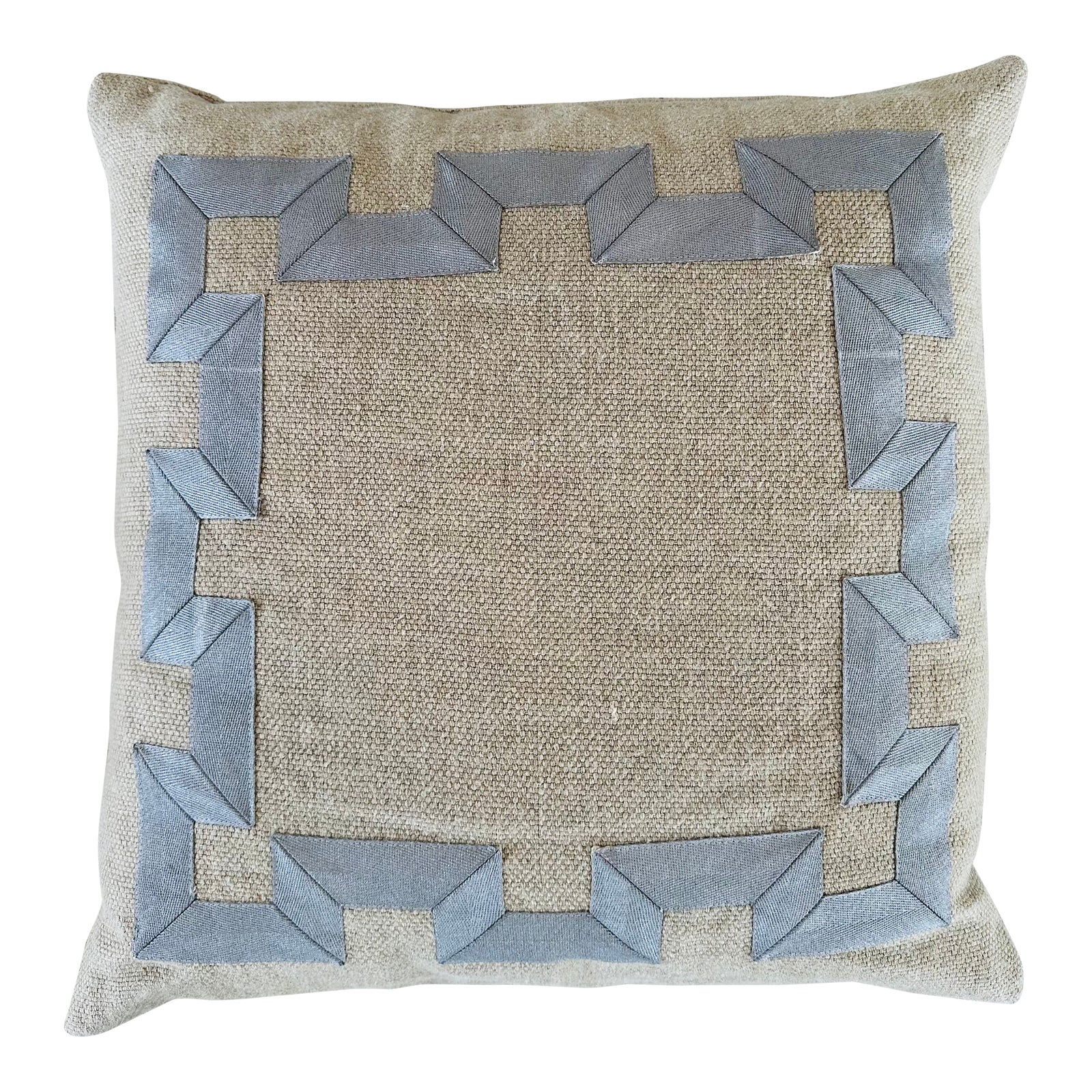 Vintage 19” Dransfield and Ross Linen Pillow With Greek Key | Chairish