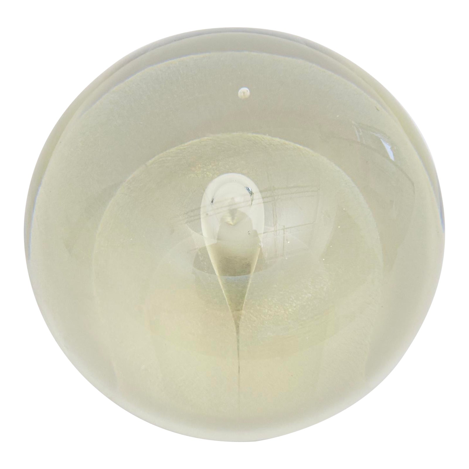 Vintage Signed Art Glass Iridescent Inclusion Submerged Round Glass ...