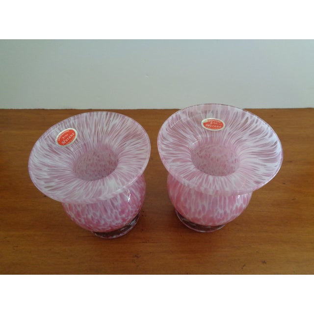 Murano Glass Pink Confetti Vases - a Pair | Chairish