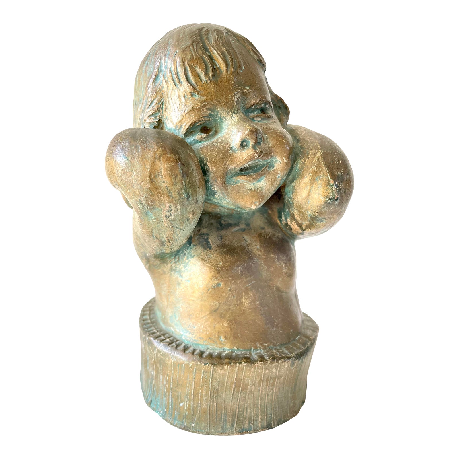 Vintage Traditional Ceramic Clay Sculpture of a Child by Artist p.j ...