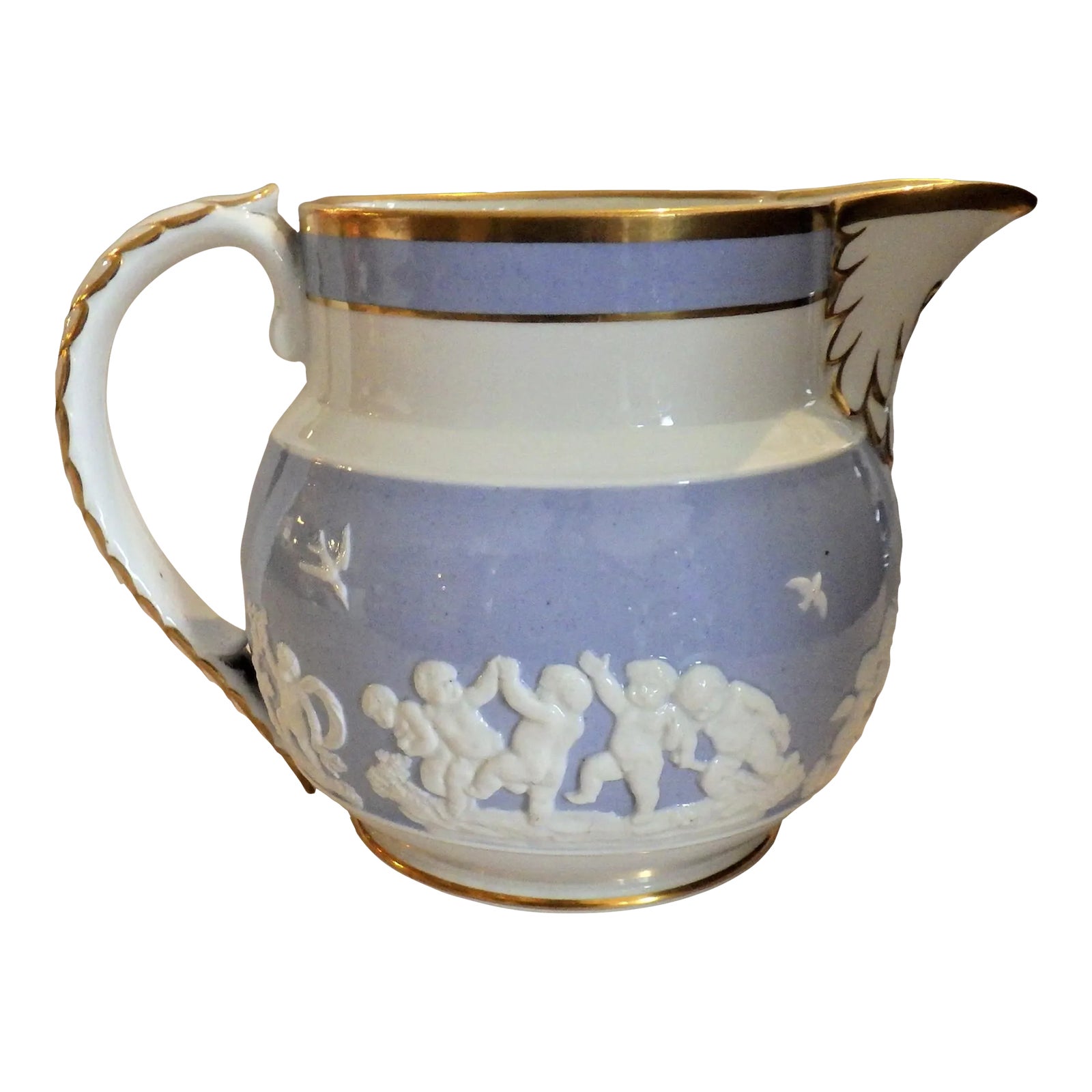19th Century Early Spode Porcelain Sprig Relief Jug, Pitcher | Chairish