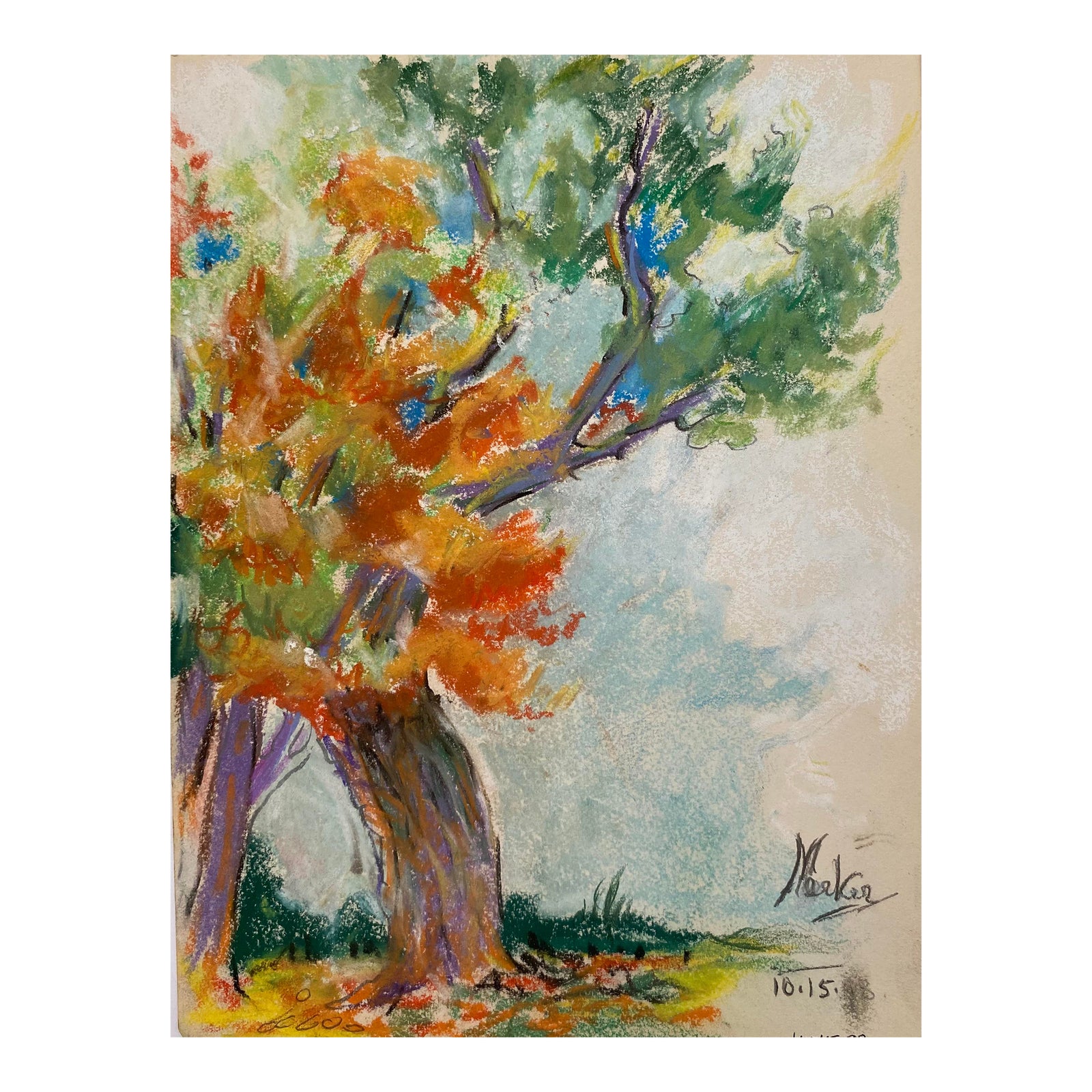 Alexandra Merker Autumn Pastel Landscape | Chairish