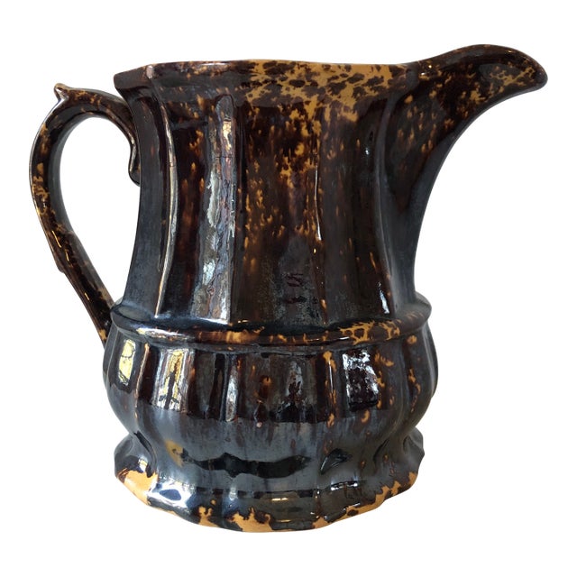 Antique Rockingham Glazed Earthenware Pitcher Yellow-Ware | Chairish
