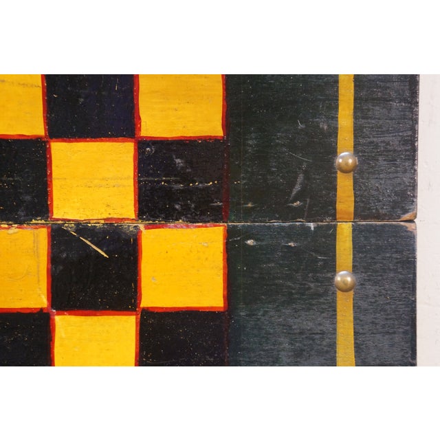 Antique Folk Art Double Sided Folding Parcheesi Chess Checkers Game ...