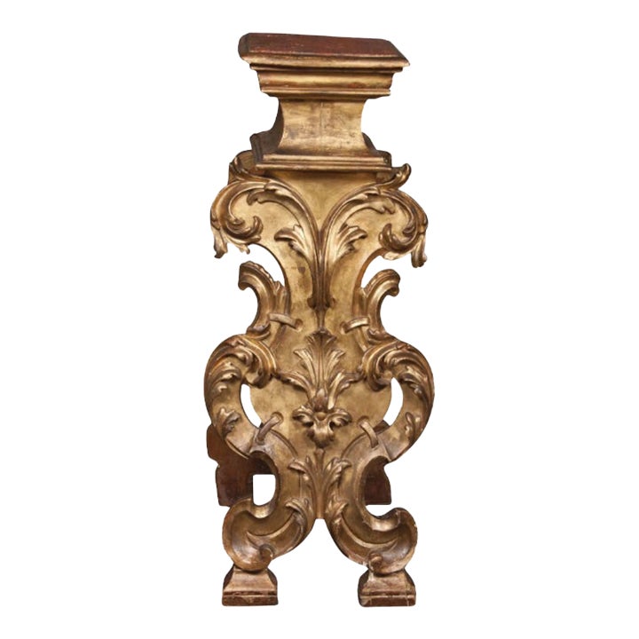 17th Century Italian Carved Gilt Wood Bust Stand | Chairish