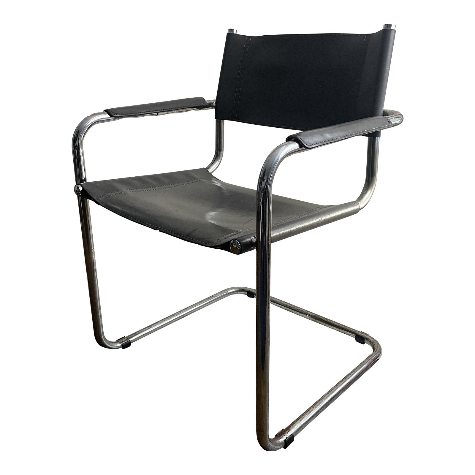 1960s Loewenstein Oggo Leather and Chrome Accent Chair | Chairish