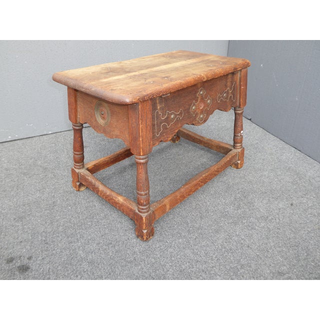 Vintage William & Mary Style Wood Bench With Storage Space by Cochran ...